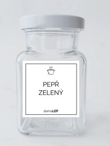 Samolepka na kořenky PEPŘ ZELENÝ bílá 5 × 5 cm základní písmo