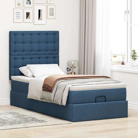 Osmanský postel s matrací modrá 100x200 cm textil 3313305