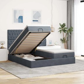 Osmanský rám postele s matrací tmavě šedý 200x200cm samet 3313797