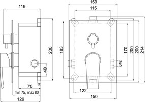 Novaservis Nobless Heda Baterie pod omítku pro 2 spotřebiče s tělesem, chrom, BOX40051R,0