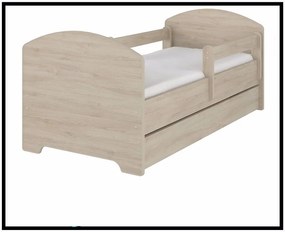 Dětská postel PŘÍRODNÍ 140x70 cm - 1x krátká + 1x dlouhá zábrana se šuplíkem