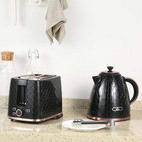 HOMCOM Sada rychlovarné konvice a toustovače, 1,7 l, různé režimy, LED indikátory, černá