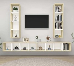 vidaXL Nástěnné TV skříňky 4 ks kompozitní dřevo [3079890] Barva: bílá a dub sonoma