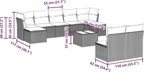 10dílná zahradní sedací souprava s poduškami černá polyratan 3250115
