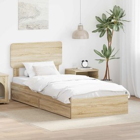 Postel s úložným prostorem se zásuvkou Sonoma dub 100 x 200 cm 3412306