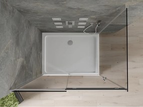 Mexen Omega, sprchový kout s posuvnými dveřmi 130 (dveře) x 90 (stěna) cm, 8mm šedé sklo, chromový profil + slim sprchová vanička bílá + chromový sifon, 825-130-090-01-40-4010