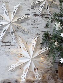 Bílá antik kovová nástěnná dekorace sněhová vločka Snowflake - 53*6 cm
