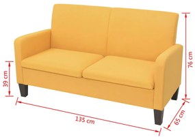 vidaXL 2místná sedačka 135 x 65 x 76 cm žlutá