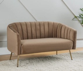 Designový 2-sed, hnědá Velvet látka/gold chrom-zlatý, BAGY