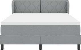 Postel s boxspringem s čelo Světle šedá 140 x 200 cm textil 3340087