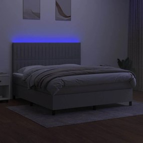 Box spring postel s matrací a LED světle šedá 160x200 cm textil 3135045