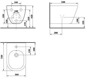 Sapho Paco závěsný bidet 36 x 33 x 52,5 cm bílá PZ2012