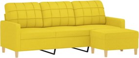 3místná pohovka s podnožkou světle žlutá 180 cm textil 3201006
