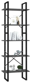 vidaXL Knihovna s 5 policemi šedá 60 x 30 x 175 cm kompozitní dřevo
