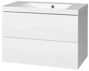 Mereo, Aira, koupelnová skříňka s umyvadlem z litého mramoru 81 cm, bílá CN711M
