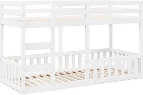 Patrová postel bílá 80 x 200 cm masivní borové dřevo 3308587