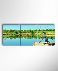 Malvis ® Obraz Klidné pruty u rybníku ROZMĚR (šířka x výška): třídílný obdélník 150x60 cm