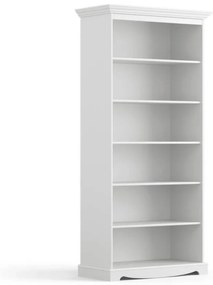 Massive home | Bílá knihovna Belluno Elegante z masivu s bílou deskou