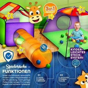 KIDUKU® hrací stan + 200 míčků + tunel + taška dětský stan ball pit dětský stan
