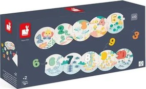 JANOD Vkládací puzzle Moje první čísla / 2v1 / 10+10 dílků / od 2 let