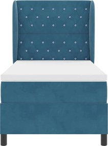 Postel s boxspringem s čelo Tmavě modrá 200 x 90 cm samet 3340860