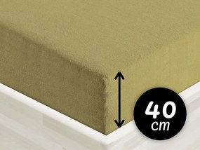 Froté napínací prostěradlo na extra vysokou matraci FR-020 Olivové 180 x 200 - výška 40 cm