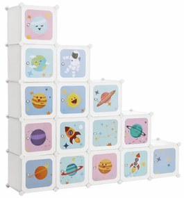 Songmics, Organizér na hračky 15 boxů, vesmír 153 x 31 x 153 cm