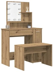 Set toaletního stolku s LED staré dřevo kompozitní dřevo 3329185