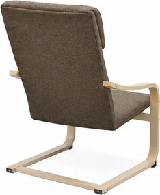 relaxační křeslo, s pohupem, dřevo/kov/látka, 98x65x69 cm, dřevo přírodní/hnědá, Dekorino KR20260136