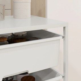 HOMCOM Kolečkový Úložný Vozík 3-Tier Kuchyňský Vozík se 3 Košíky pro Skladování a Ocelovým Rámem do Jídelny a Koupelny 40,8x33,5x60,5 cm Bílý
