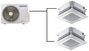 Kazetová Klimatizace Samsung Wind Free 4-Way Mini Cassette 1+2 (2,6kW + 2,6kW) Multi-split R32