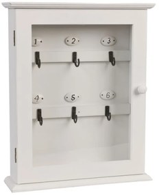 Bílá dřevěná skříňka na klíče – 25x7x31 cm