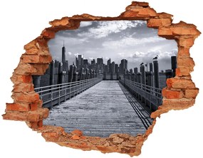 Wallmuralia Nálepka 3D díra na zeď beton New York panorama 90x70 cm