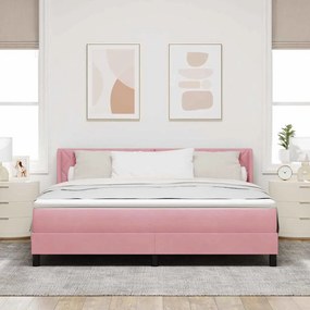 Postel s boxspringem s čelo Růžová 200 x 180 cm samet 3341539