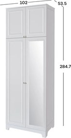 Skříň č. 2 / MDF V.1 + Zrcadlo V.1 + Vysoká antresol Madrid