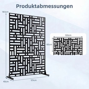 Costway Zástěna na ochranu soukromí Kovová venkovní zástěna se stojanem