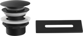 Aqualine - Set vanové výpusti a krytky přepadu, ClickClack, matná černá TF9005B