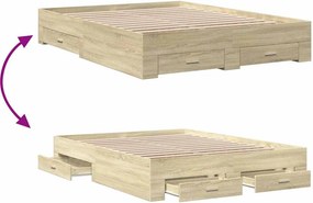 Rám postele se zásuvkami dub sonoma 150x200 cm kompozitní dřevo 3280379