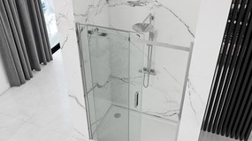Jednokřídlé posuvné sprchové dveře REA NIXON-2 LEVÉ 120 cm pro instalaci do niky, chrom/transparent - bez vaničky