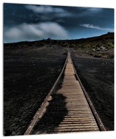Obraz dřevěné cesty za soumraku (30x30 cm)