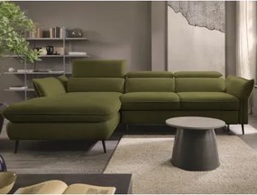 Rohová sedací souprava Mango, mechová zelená látka, levý roh