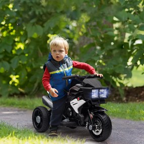 HOMCOM Elektrická Motorka pro Děti od 3 Let, 6V, Napájená Baterií, s Svetly, Hudbou, Klaksonem a Širokými Pneumatikami, Rychlost 3 km/h, Černá
