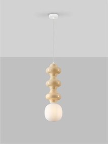 Bílé/krémové keramické závěsné svítidlo se skleněným stínidlem ø 18 cm Clio – Nova Luce