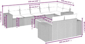 9dílná zahradní sedací souprava s poduškami černá polyratan 3257861