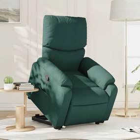 Zvedací polohovací křeslo tmavě zelené textil 3204830