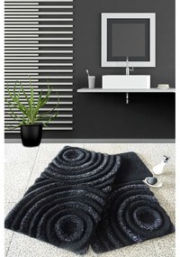Černé koupelnové předložky v sadě 3 ks 100x60 cm Wave – Foutastic