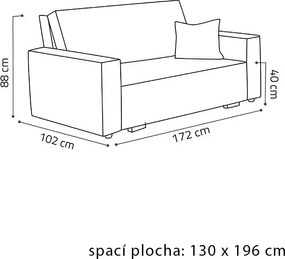 Pohovka VIVA III VOX | 172 cm | rozkládací + úložný prostor | crown 13 tmavě tyrkysová