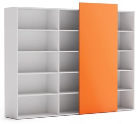 PLAN Skříň vysoká otevřená dlouhá BLOCK White, oranžová