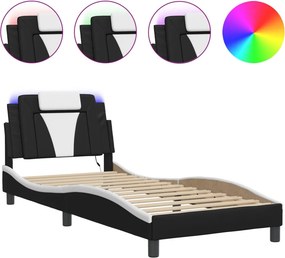Rám postele Viana s LED bez matrace černý a bílý 80x200 cm 3213985