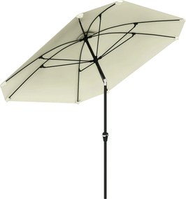 Zahradní slunečník Outsunny 233x233 cm s nastavitelným sklonem, voděodolným hliníkovým stojanem, skleněnými žebry a kličkou - krémový | Aosom